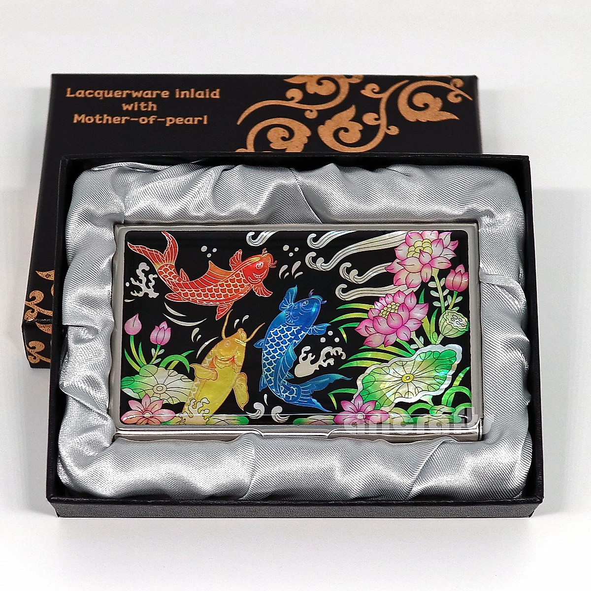 Mother of Pearl Business Card Holder Credit Card Case ID Name Card Holder Metal Card Case Money Cash Case Wallet Arabesque Design