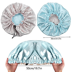 2 Pcs Satin Bonnet Silk Bonnet for Women Sleeping, Double Layer Satin Bonnet for Natural and Curly Hair