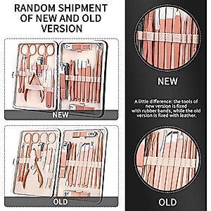 Manicure Set, ESARORA 20 In 1 Stainless Steel Professional Pedicure Kit Nail Scissors Grooming Kit with Pink Leather Travel Case