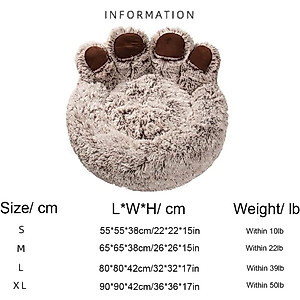 SEAHOME Dog Bed Cat Pet Sofa Cute Bear Paw Shape Comfortable Cozy Pet Sleeping Beds for Small, Medium, and Large Dogs and Cats, Soft Fluffy Faux Fur Cat Cushion Dog Bed (Small 22'' x 22'', Pink)