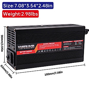 WAOUKS 58.8V 6A Charger 52V Li-ion Battery Charger Black Aluminum Case with Switch Cooling Fan DC Output 3pin XLR Connector Used for 14S 52V Lithium Battery Pack 58.8V Smart Charger