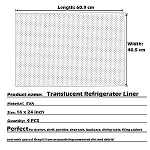 PABUSIOR Refrigerator Shelf Liners 4 PCS, Translucent Drawer Liners, (16" x24 INCH) Washable Fridge Liner, Refrigerator Mats for Freezer Glass Shelves