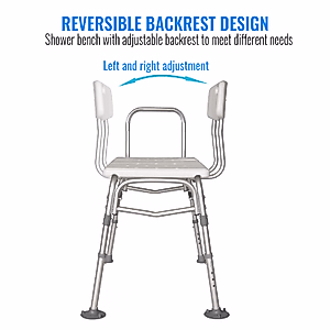 Non Slip Tub Transfer Bench for Bathtub, Shower Transfer Bench for Elderly and Disabled, Adjustable Shower Transfer Bench for Bathtub with Reversible Back, Transfer Tub Bench Bathroom Aid