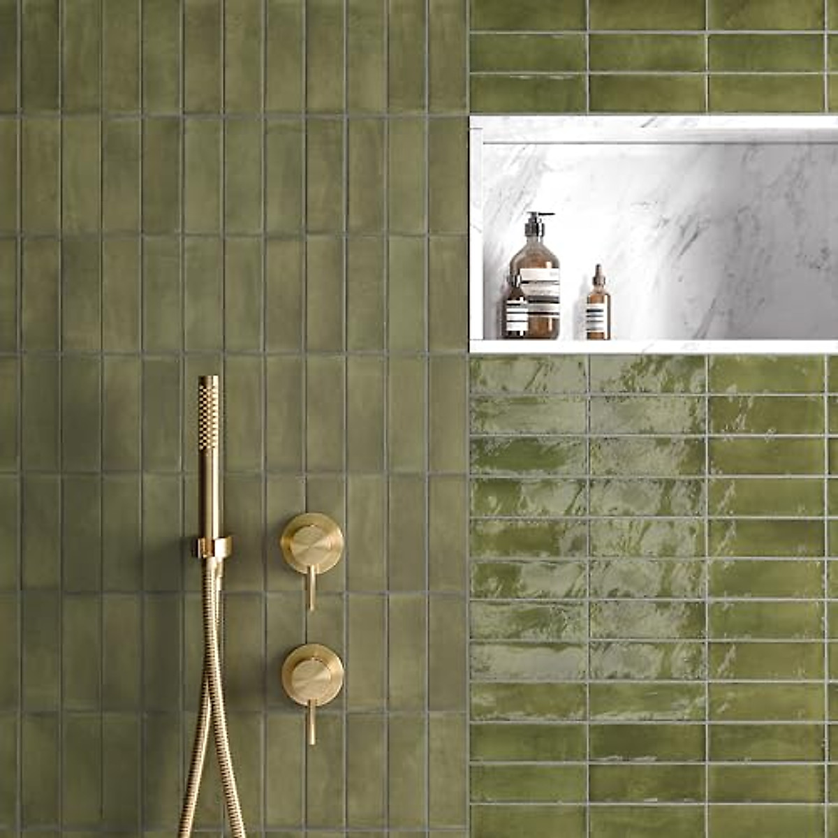 Merola Tile Coco Glossy Moss Verde 2" x 5-7/8" Porcelain Wall Tile