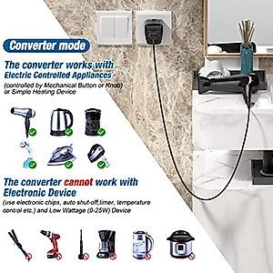 2000Watts Voltage Converter, 220V to 110V Converter, International Plug Adapter, Power Converter Adapter Combo, US to Europe, UK, Israel, Africa Over 150 Countries (Black)