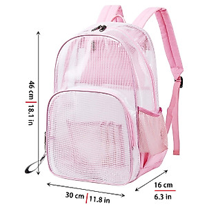 mygreen Clear Transparent PVC School Backpack, Heavy Duty Clear Backpack for Work, Security, Sporting Events (Pink, Large)