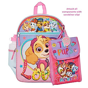 RALME 5 Pc. Nickelodeon Paw Patrol Backpack Set for Girls, 16 inch with Lunch Bag and Water Bottle, Pink