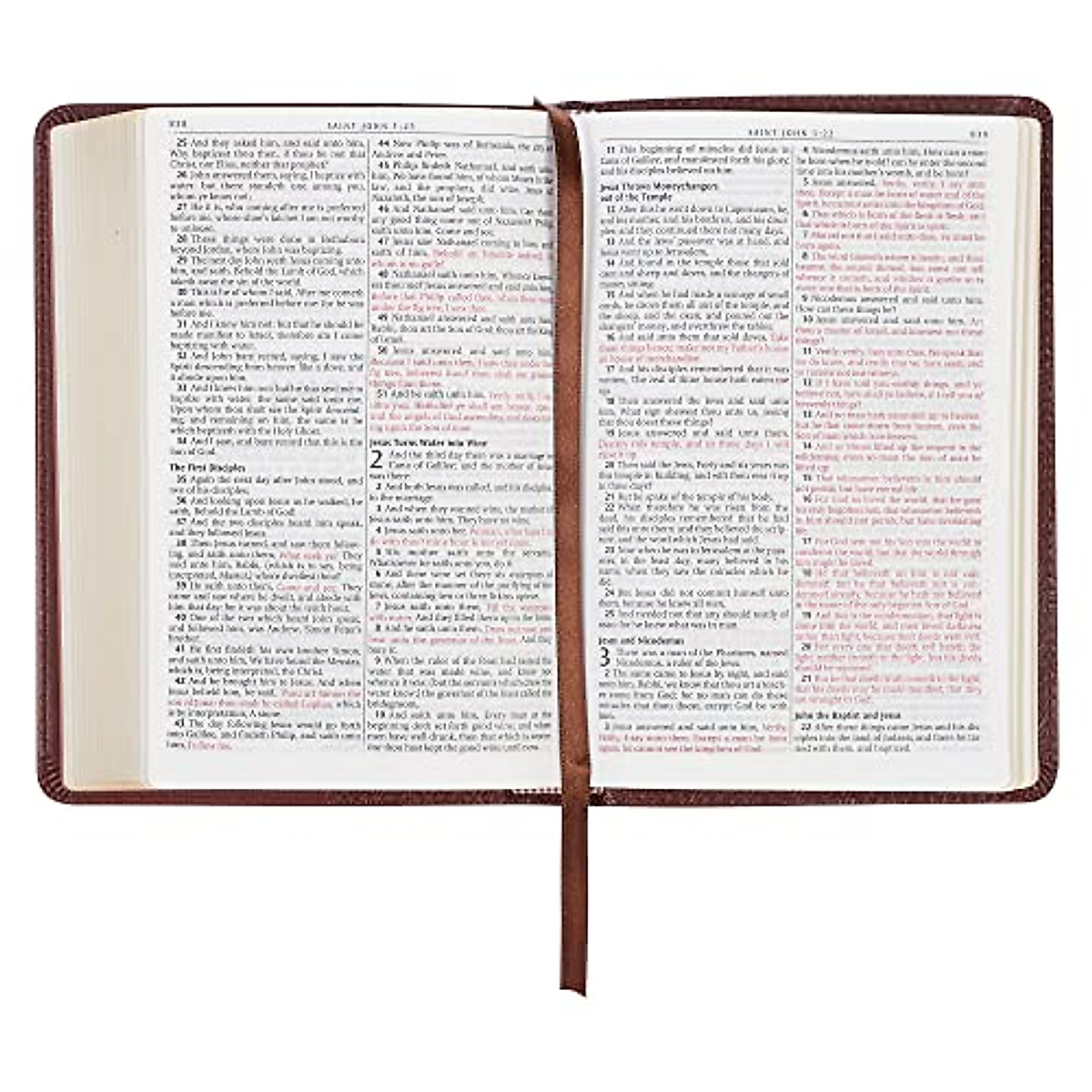 KJV Holy Bible, Compact Faux Leather Red Letter Edition - Ribbon Marker, King James Version, Saddle Tan