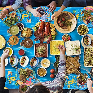 Pool Birthdy Party Tableware set,Beach Theme Party Supplies,Paper Plates,Napkins,Tablecloth for Kids Birthday, Pool,Beach,Summer Party,76 PCS,Serves 25