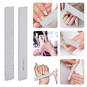 25 Pcs Nail Files for Acrylic Nails and 50 Pcs Purple Mini Buffer Block File, 100/180 Grit Nail Buffer Double Sides Emery Boards Fingernail Files
