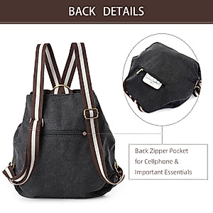 Goodhan WomCanvas Backpack Daypack Casual Shoulder Bag, Vintage Heavy-duty Anti-theft Travel Backpack(Grey Black)