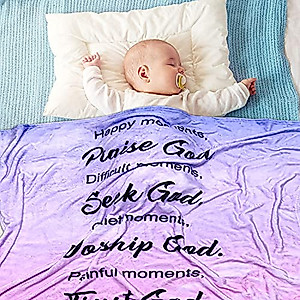 OHDS Christian Bible Verse Throws Blanket Healing Spiritual Blanket Gifts, Religious Prayer Soft Flannel Fleece Bed Blanket Get Well Soon Gifts with Inspirational Thoughts & Hugs 40"X 50"