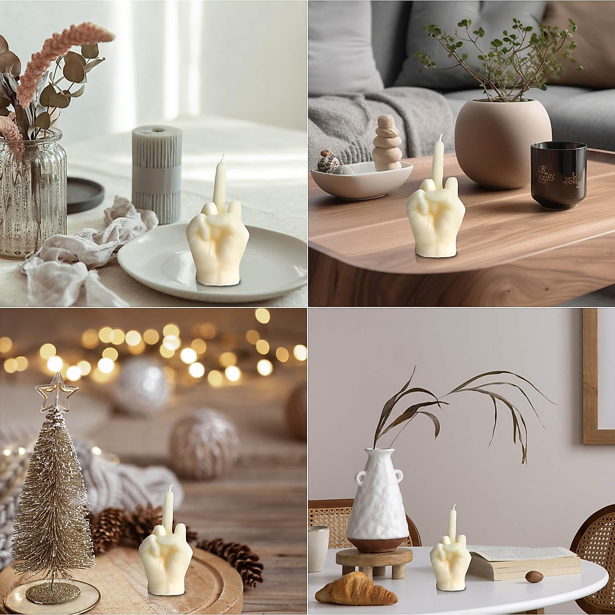 NIMONA Middle Finger Scented Candle, 2 Pcs Apartment Home Decor Aesthetic Soy Wax Hand Gesture Cute Candles, Desk Sculpture Decorations Gift for House, Bedroom and Home Room.
