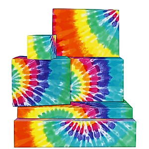 Bolsome Colorful Tie Dye Wrapping Paper Rainbow Gift Wrap Paper for Birthday Christmas Baby Shower DIY Craft, 19.7 x 27.6'', Folded Flat, 12 Sheet
