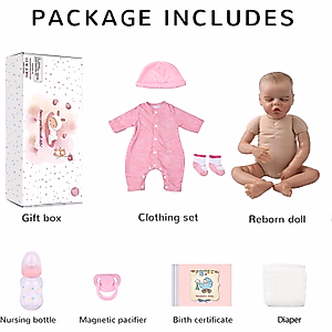 CHAREX Lifelike Reborn Baby Dolls - 18 inch Sleeping Realistic Newborn Baby Dolls, Soft Cloth Body Real Baby Girl with Feeding Toy for Kids Age 3 +
