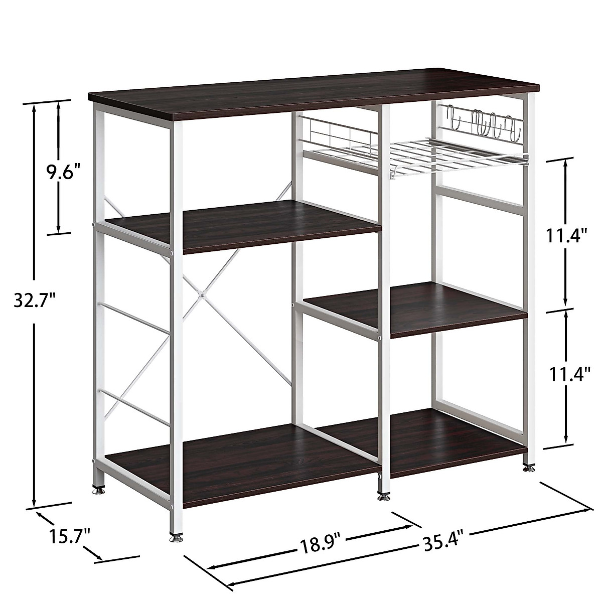 Wellynap Kitchen Baker's Rack, Coffee Bar Cabinet, Microwave Stand with 3-Tier Bakers Racks for Kitchens with Storage, Black
