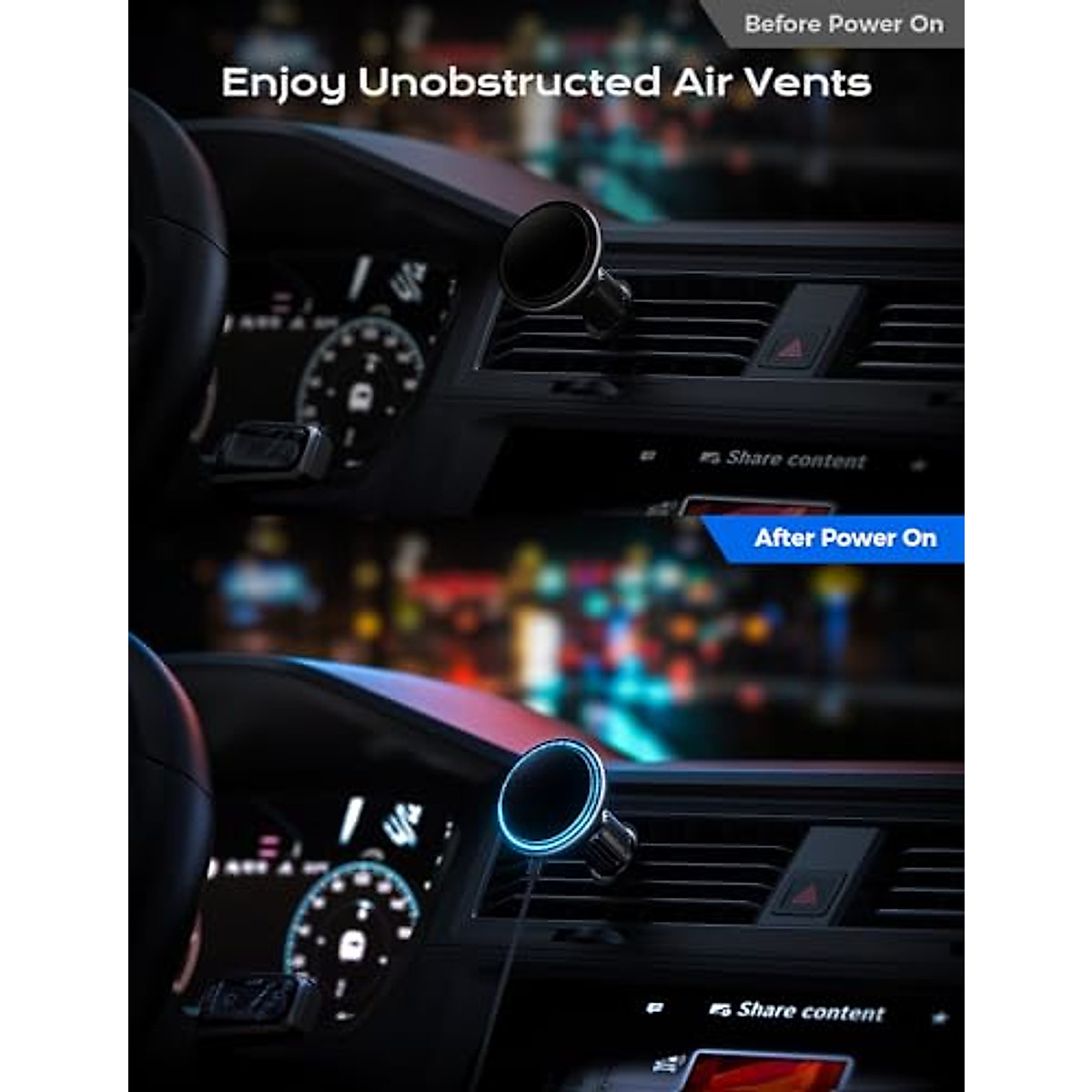 UPTOHIGH Magsafe Car Mount Charger, 15W Fast Charging LED Magnetic Wireless Car Charger, Air Vent Phone Holders for Your Car Magsafe Car Phone Holder for iPhone Samsung Galaxy, Google, Magsafe Case