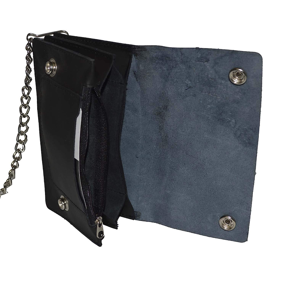 Leatherboss Genuine Leather Men Trifold Eagle Biker Chain Wallet Credit Card Holder for Motorcycle Bikers Truckers