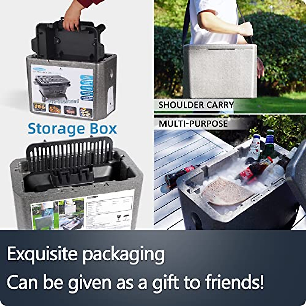 IronMaster Pre-Seasoned Cast Iron Hibachi Grill & Carrying case, Portable for Outdoor Japanese Yakitori BBQ Charcoal Grills, 2 Heights, Air Control & Coal Door