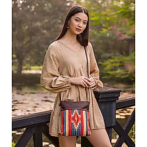 Myra Bag Flaming Small & Cross-Body Bag Upcycled Cotton & Cowhide Leather S-3068