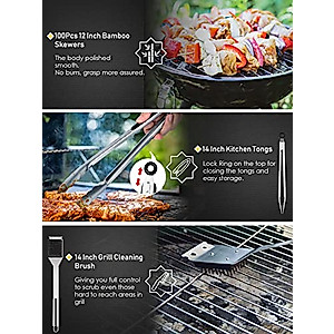 31Pcs Grill Accessories BBQ Tools Set with Storage Apron, Stainless Steel Grill Utensils Set BBQ Accessories Gift for Men Women, Perfect for Camping Backyard Barbecue