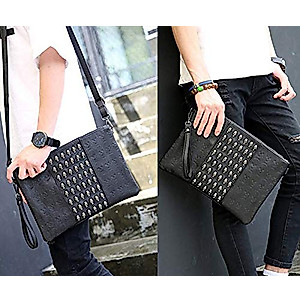 FiveloveTwo Women Punk Skull Print Clutch PU Leather Satchel Shoulder Tote Top-handle Purse Handbag Black