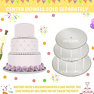 98 Pieces Cake Tier Stacking Kit Sturdy Round Cake Boards 6 Inch, 8 Inch, 10 Inch with Parchment Paper Round and Plastic Cake Dowel Rods for Tiered Cakes for Wedding Birthday Party