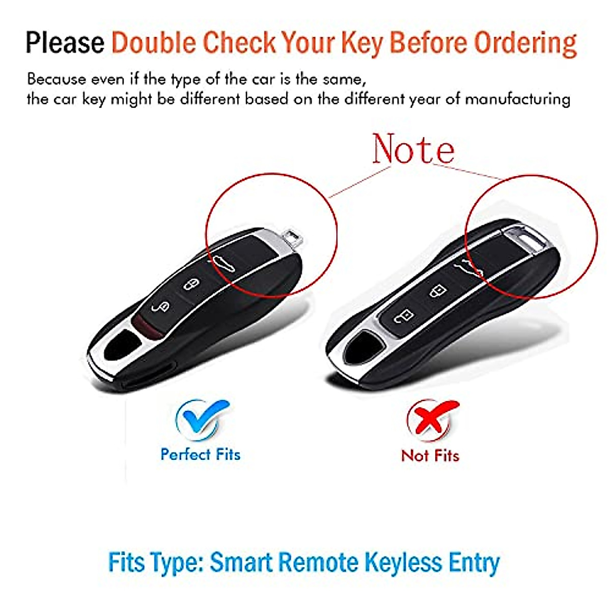 Tukellen for Porsche Leather Key Fob Cover with Keychain Key Shell Compatible with Porsche Panamera, Macan, Cayenne, 911-Black