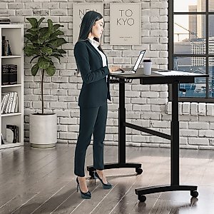 Height Adjustable Standing Desk Large 46 x 30 Inches Sit Stand Up Desk Home Office Computer Desk Memory Preset with T-Shaped Metal Bracket, Black