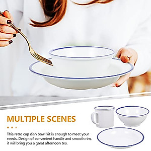 UPKOCH Melamine Dish Plate Set Melamine Plate Bowl and Cup: Vintage Dinnerware Set Camping Plates and Bowls Lightweight Plates Bowls for Kitchen Camping White Lightweight Dinnerware