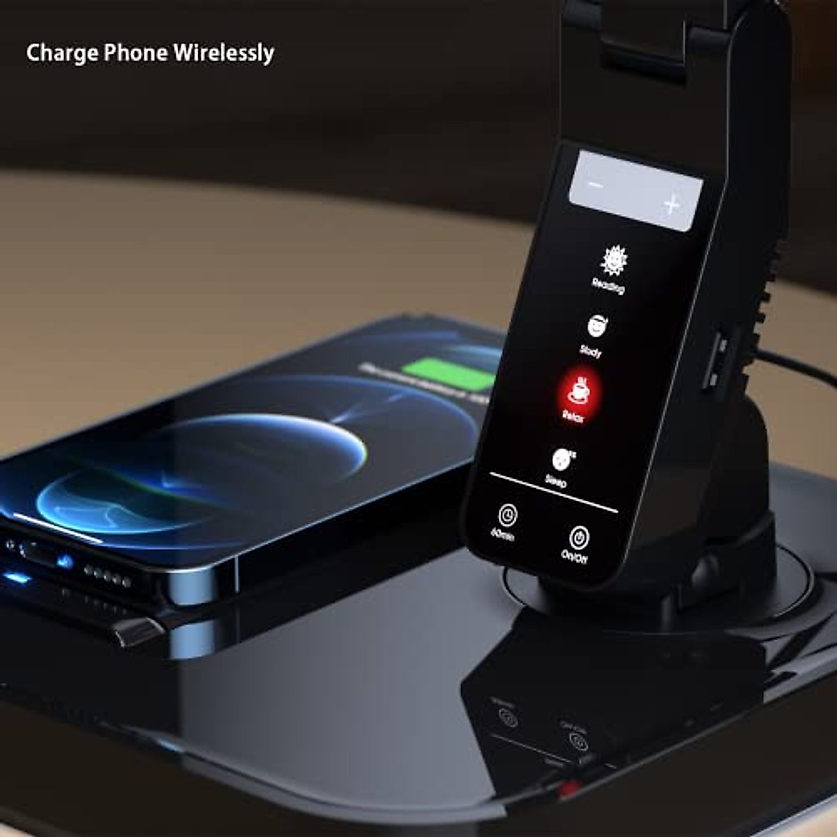 Fugetek LED Desk Table Lamp, 14W, 530 Lumens, Wireless Charger & USB Charging Port, Dimmable Eye-Caring, 5 Brightness & 4 Light Modes, Adjustable Arms, Touch Control, Auto Sleep Timer