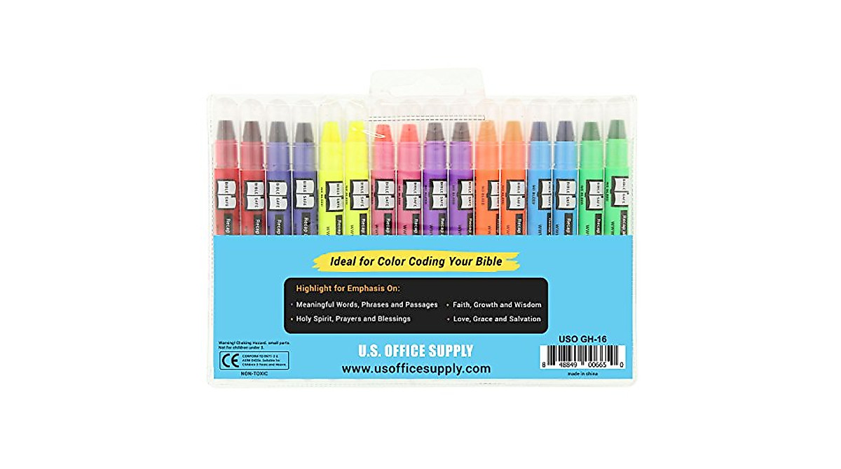 U.S. Office Supply Bible Safe Gel Highlighters - 16 Pack