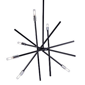 VILUXY Contemporary Chandelier Lighting Fixture 6-Light Matt Black Finish Mid-Century Pendant Lighting for Dining Room Bedroom Kitchen Living Room