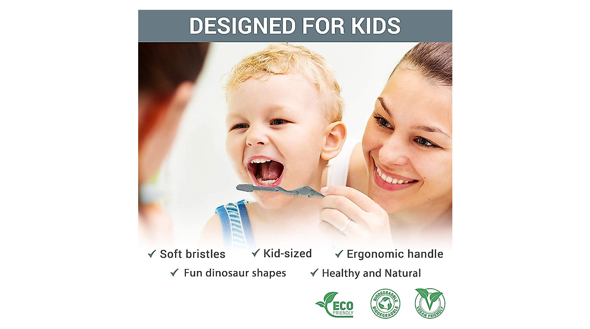 Eco-Friendly Kids Toothbrush | Biodegradable Dinosaur Design for Toddlers