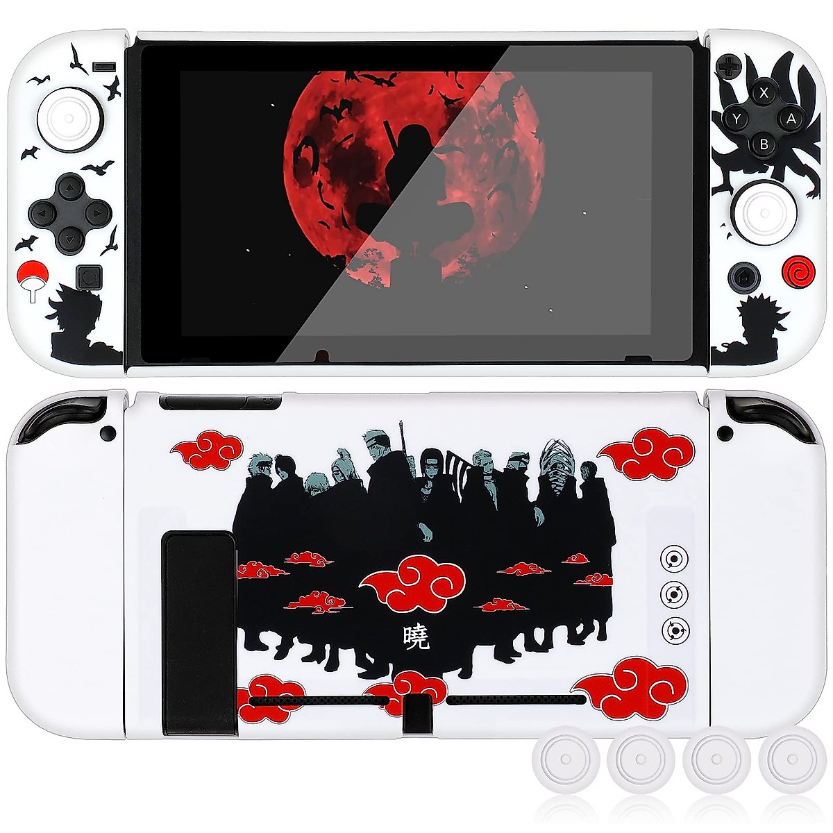 Dockable Protective Case Compatible with Switch, Hard Shell Case Cover for Switch and Joy-Con Controllers with 4 Thumb Grips (Cartoon)