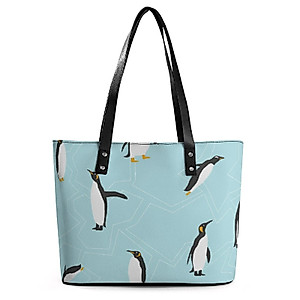 Womens Handbag Penguin Birds Leather Tote Bag Top Handle Satchel Bags For Lady