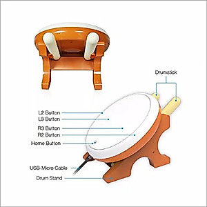 OSTENT Drum Controller Sticks Japanese Traditional Instrument for Sony PS4 Slim Pro Taiko No Tatsujin Master Video Games