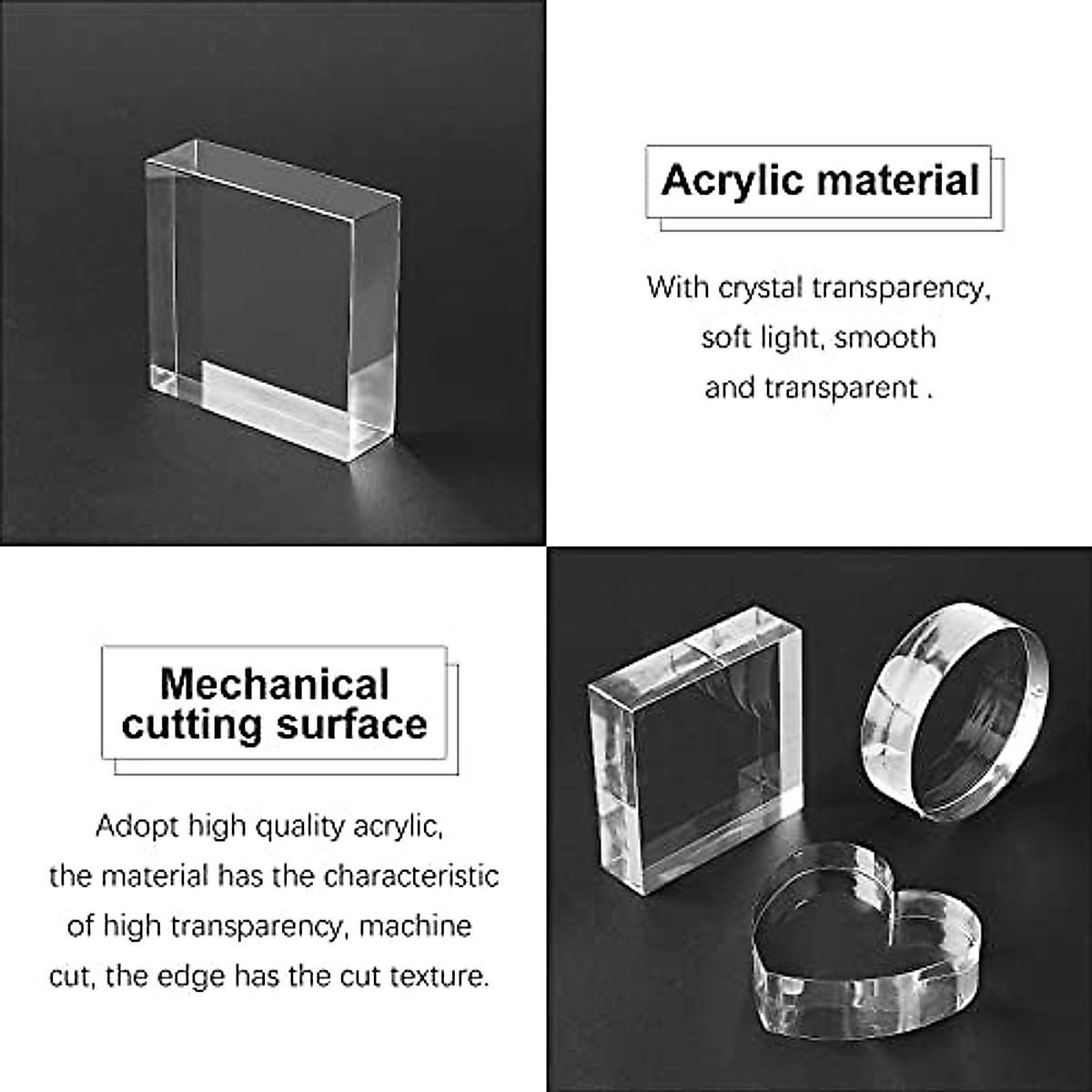FINGERINSPIRE Clear Polished Acrylic Square Display Block Acrylic Jewelry Display Stand Ring Showcase Display Holder 1" x3" x3"