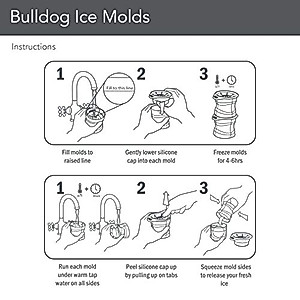 Tovolo Leak-Free, Slow-Melting Silicone Sealed Lid Craft Ice Molds Novelty, Bulldog - Set 2, Charcoal