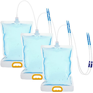 3 Pieces 3.5 L IV Drip Bag for Plants Drip Bag Automatic Plant Stuff Watering Bag System Drip Irrigation Device Adjustable Control Valve Switch for Indoor Outdoor Plant Waterer