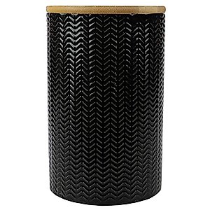 Home Basics Ceramic Canister (Large, Black)
