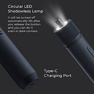 HOTO Electric Screwdriver Kit, 3.6V Cordless Screwdriver Set, Upgraded Capacity, Magnetic Case Lid, Mechanical Knob, 25 S2-steel Bits, 1500 mAh 800 Times, Manual & Electric, USB-C Charging, LED Light