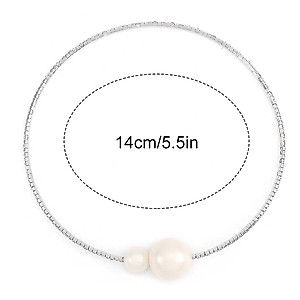 Jeairts Cystal Pearl Choker Necklace Silver Rhinestone Adjustable Necklaces Fashion Necklace Jewelry Party Gifts Costume Accessories for Women and Girls
