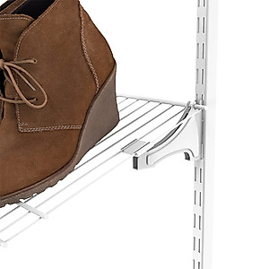 ClosetMaid ShelfTrack 2-Pack Shoe Shelf Brackets for Wire Shelving, Compatible with 12 in. Shelves, Add On Angle Shoe Storage, 3 in. , White
