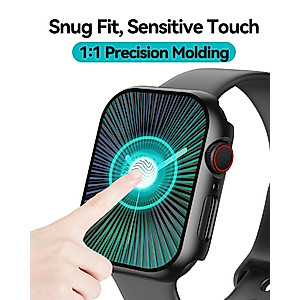 Smiling 2 Pack Case Built in Tempered Glass Screen Protector Compatible with Apple Watch SE 2/SE/Series 6/Series 5/Series 4 44mm, Hard PC Case Overall Protective Cover- Black