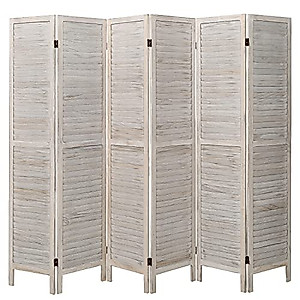 6 Panel ,6FT Wood room divider and Partition Folding Privacy Screens, Double Hinged, Wall for Bedroom Office Bedroom,White