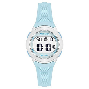 Armitron Sport Women's Digital Chronograph Light Blue Silicone Strap Watch, 45/7142