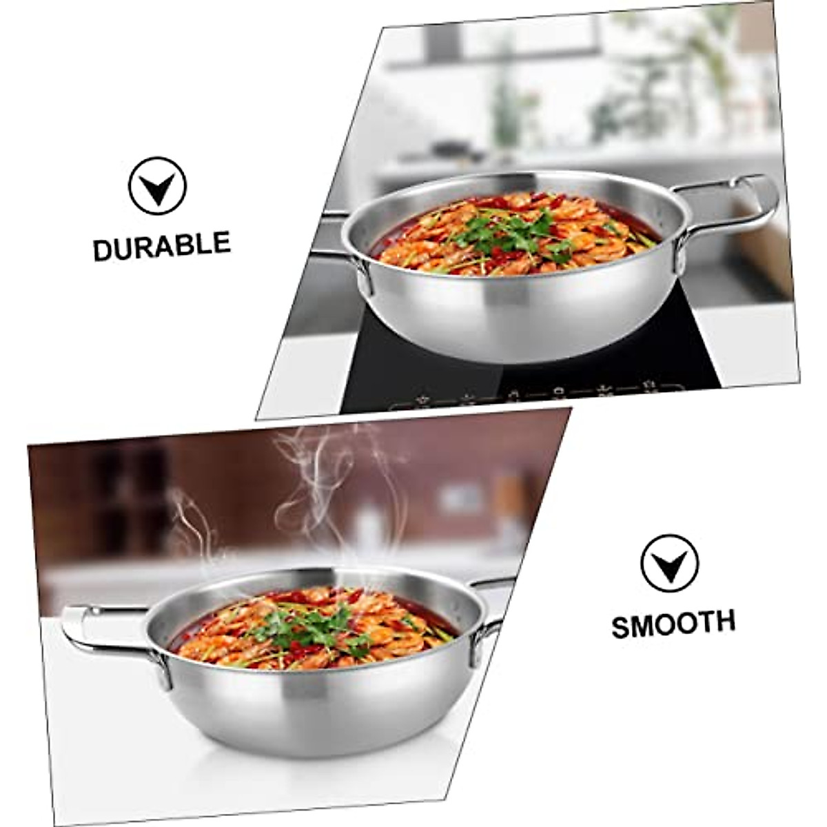 Yardwe 1pc Stainless Steel Soup Pot Stainless Steel Frying Pan Sauce Pan with Lid Korean Cookware Kitchen Deep Fryer Ramen Cooking Pot Metal Serving Platter Stainless Ramen Pot Silver