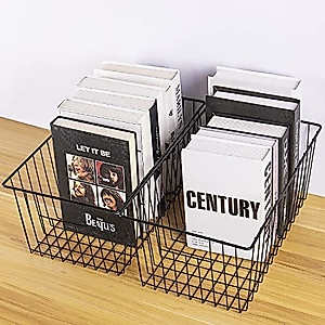 16inch Freezer Wire Storage Organizer Baskets, Household Refrigerator Bins with Built-in Handles for Cabinet, Pantry, Closet, Bedroom