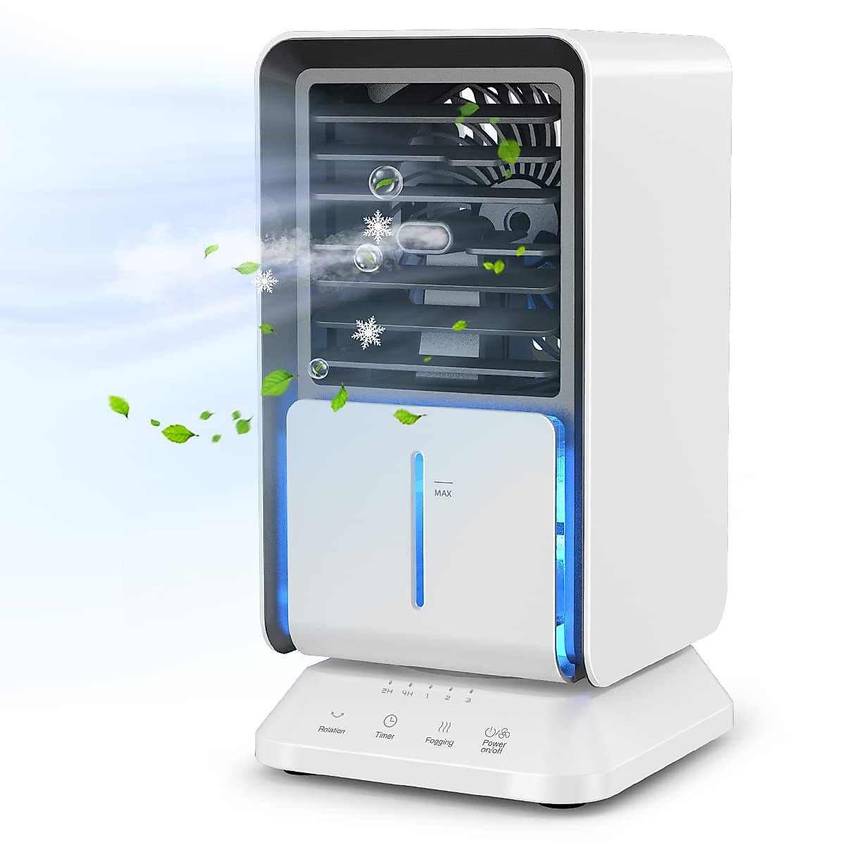 Lafhome Portable Air Conditioner, Mini Oscillating Air Conditioner Personal Small Air Cooler Evaporative Cooler Desk Fan with Timer Function and LED Night Light for Home Office Bedroom Indoor Use